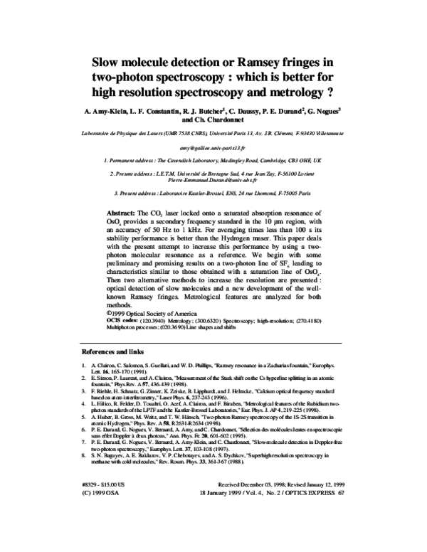 (PDF) Optical ramsey fringes in two-photon spectroscopy | Michael ...