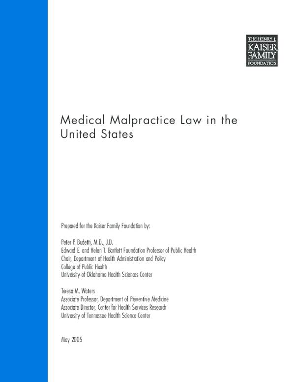 (PDF) Medical Malpractice Law in the United States