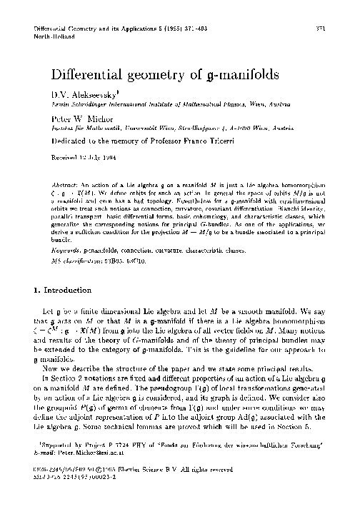 (PDF) Differential geometry of g-manifolds
