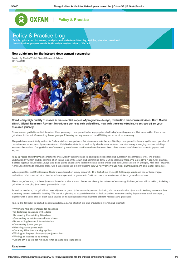 (PDF) New guidelines for the intrepid development researcher