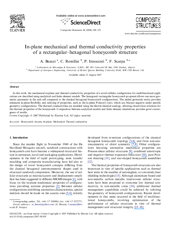 (PDF) In-plane mechanical and thermal conductivity properties of a rectangular–hexagonal ...