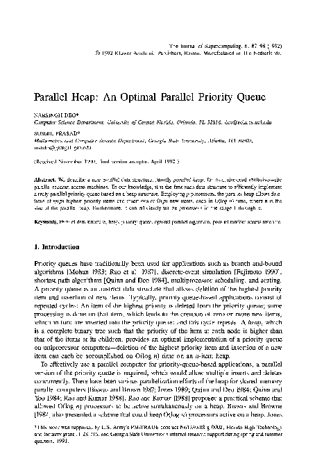 Pdf Parallel Heap An Optimal Parallel Priority Queue