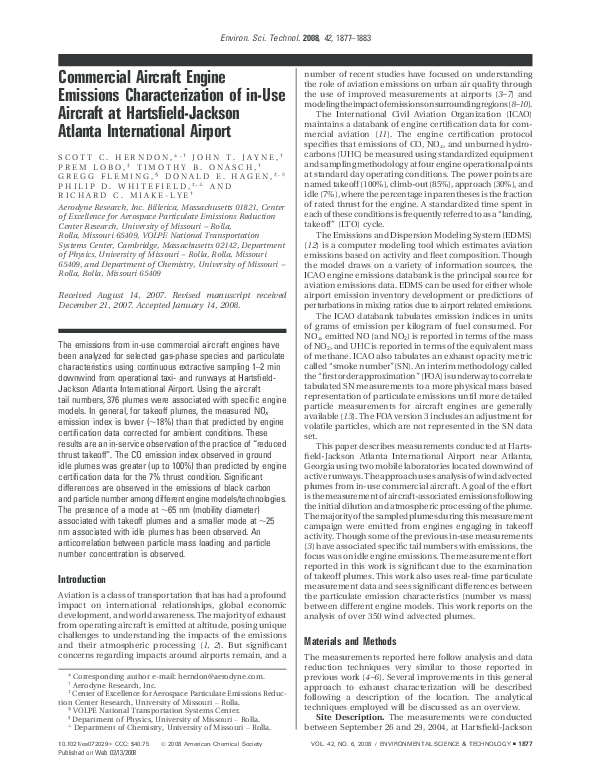 (PDF) Commercial Aircraft Engine Emissions Characterization of in-Use ...