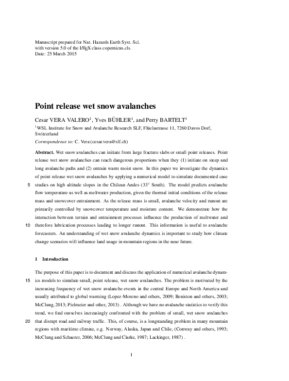 (PDF) Point release wet snow avalanches