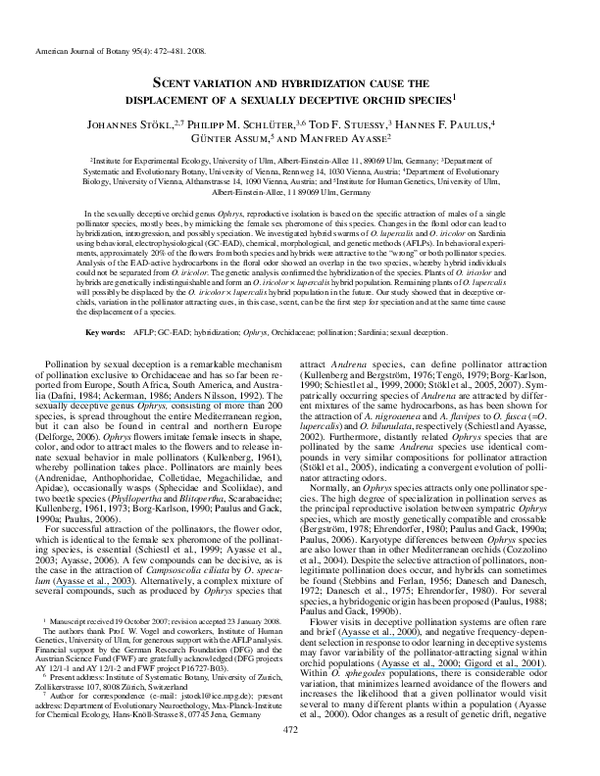 (PDF) Scent variation and hybridization cause the displacement of a ...