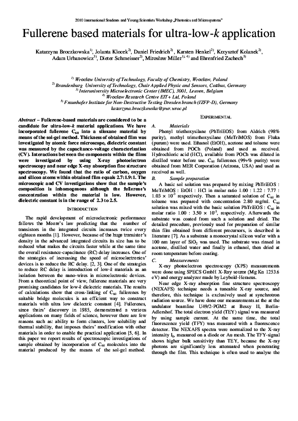 (PDF) Fullerene based materials for ultra-low-k application