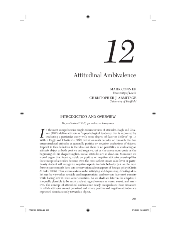 (PDF) Ambivalence and attitudes