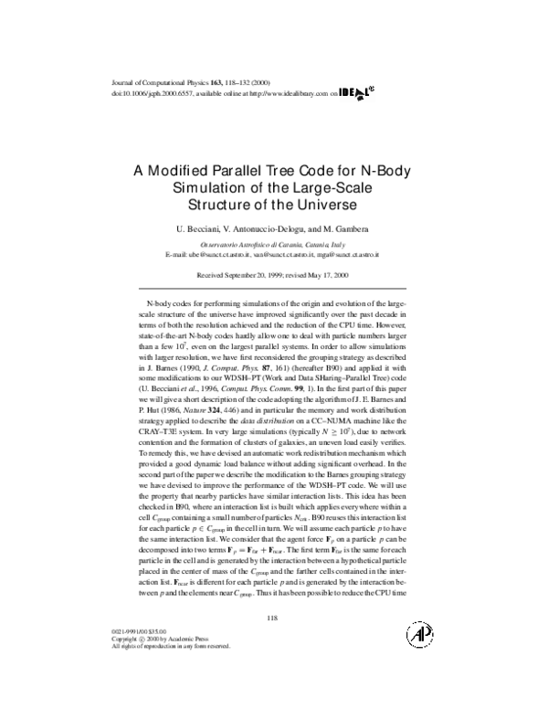 Pdf A Modified Parallel Tree Code For N Body Simulation Of The Large Scale Structure Of The