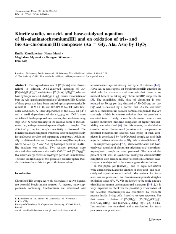 (PDF) Ag(l)-catalysed Oxidation of Cr(III) by Peroxodisulphate Ion ...