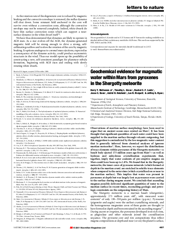 (PDF) Geochemical evidence for magmatic water within Mars from ...