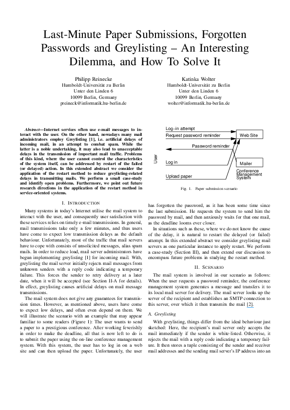 (PDF) Last-Minute Paper Submissions, Forgotten Passwords and ...