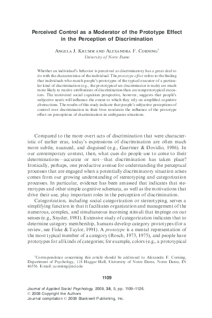 (PDF) Perceived Control as a Moderator of the Prototype Effect in the ...
