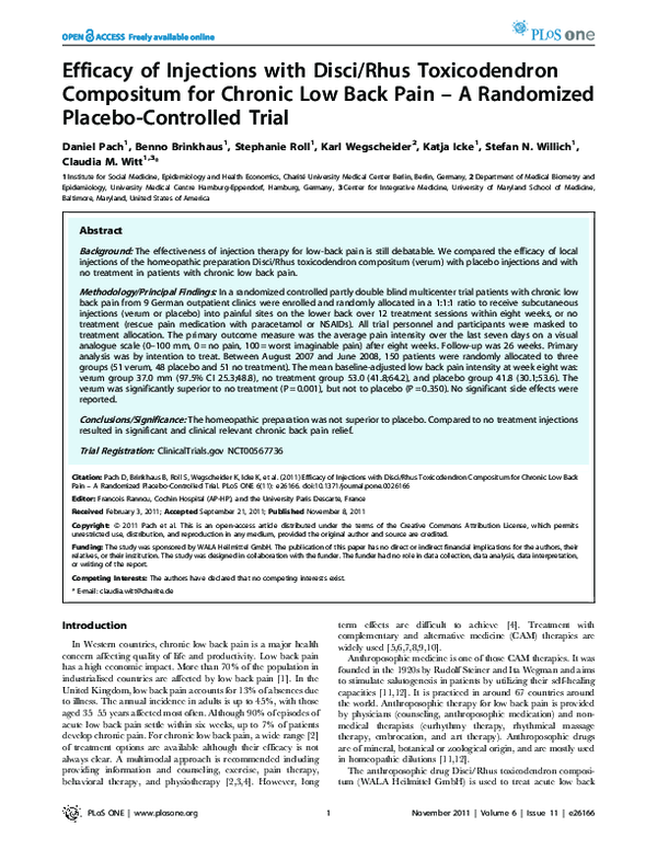 (PDF) Efficacy of Injections with Disci/Rhus Toxicodendron Compositum ...