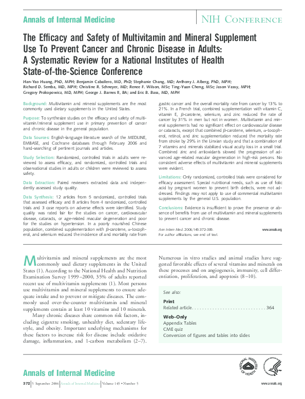 (PDF) The Efficacy and Safety of Multivitamin and Mineral Supplement ...