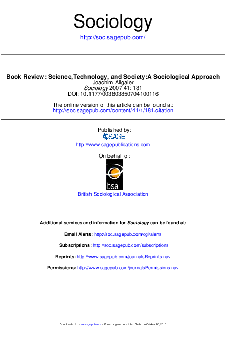 (PDF) Book review of “Science, Technology, and Society: A Sociological ...