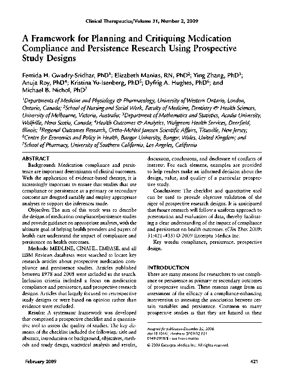 (PDF) A framework for planning and critiquing medication compliance and ...