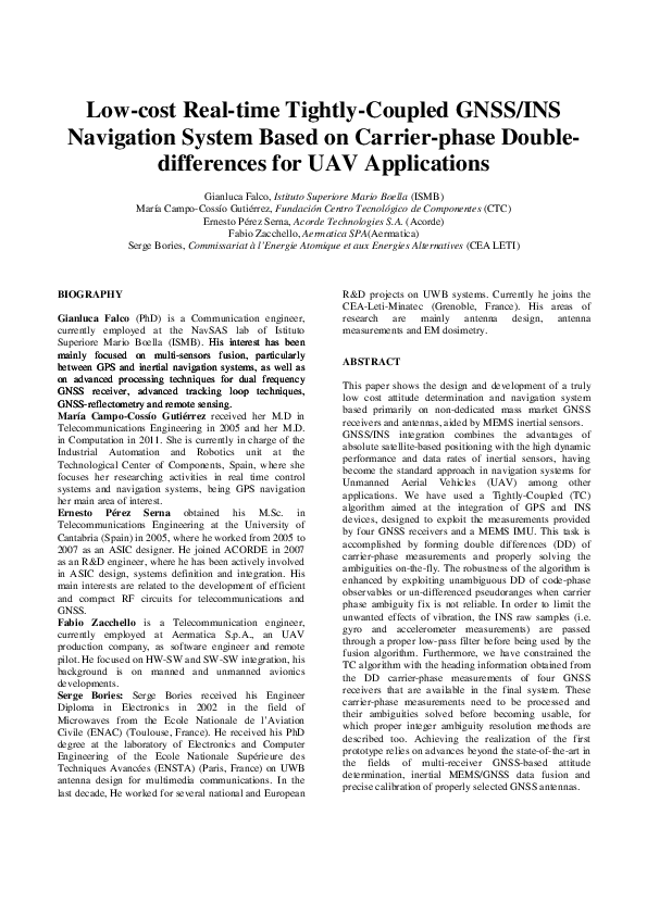 (PDF) Low-cost Real-time Tightly-Coupled GNSS/INS Navigation System Based on Carrier-phase ...