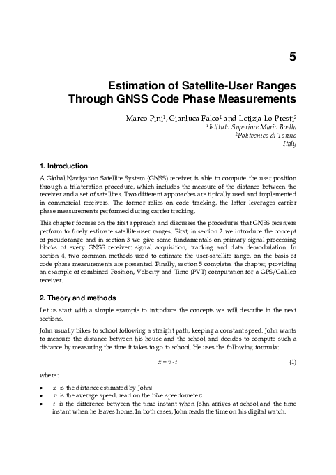(PDF) Estimation of Satellite-User Ranges Through GNSS Code Phase ...