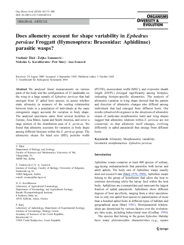 (PDF) Morphological variability of several biotypes of Ephedrus ...