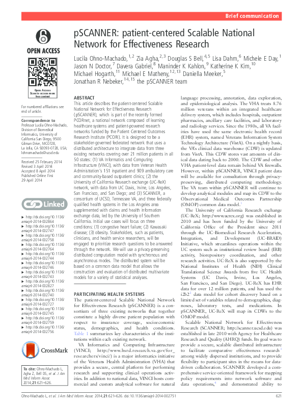 (PDF) pSCANNER: patient-centered Scalable National Network for ...