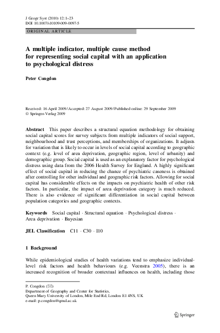 (PDF) A multiple indicator, multiple cause method for representing ...
