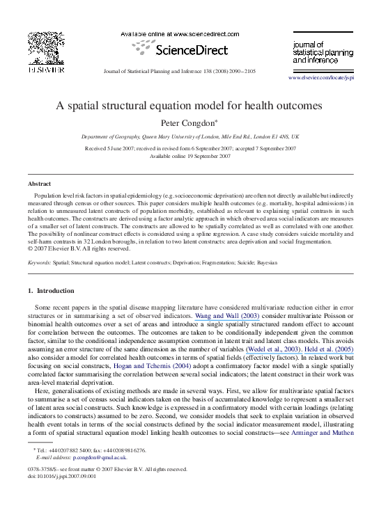 (PDF) A spatial structural equation model for health outcomes