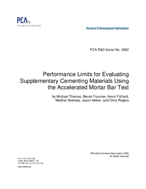 (PDF) Performance Limits for Evaluating Supplementary Cementing ...