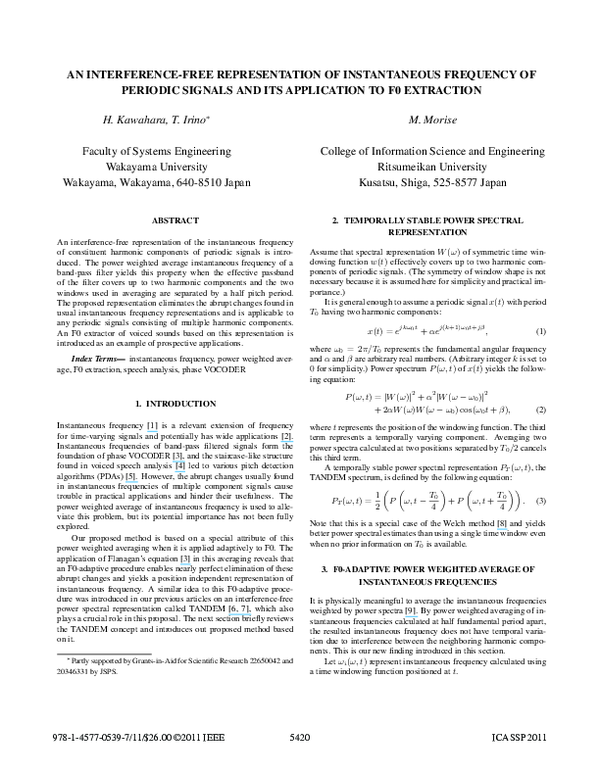 (PDF) An interference-free representation of instantaneous frequency of periodic signals and its ...