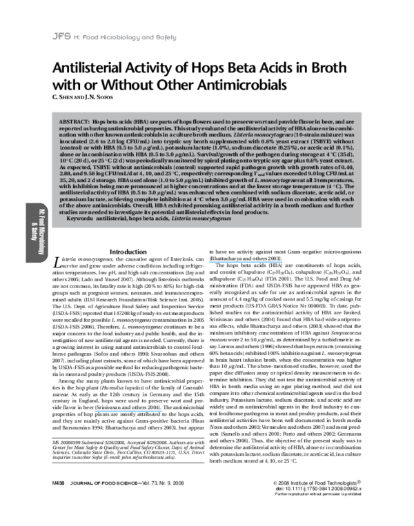 (PDF) Antilisterial Activity of Hops Beta Acids in Broth with or ...