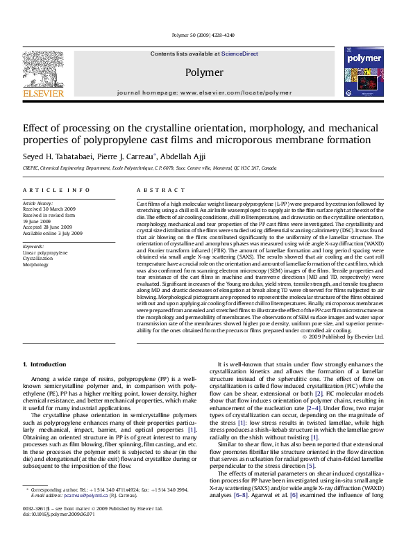 (PDF) Effect of processing on the crystalline orientation, morphology, and mechanical properties ...