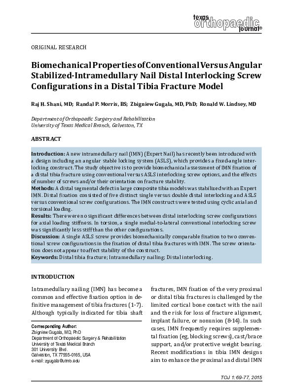 (PDF) Biomechanical Properties of Conventional Versus Angular Stabilized-Intramedullary Nail ...