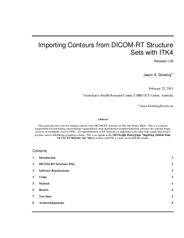 (PDF) Importing contours from DICOM-RT structure sets