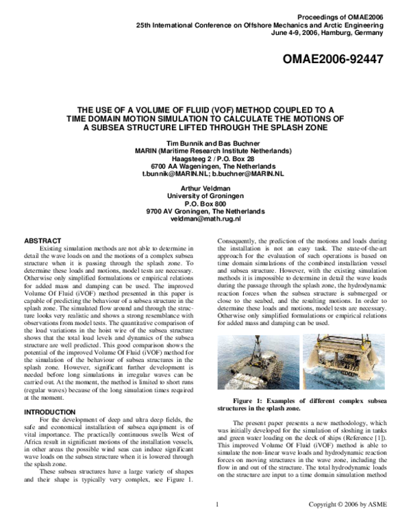 Pdf The Use Of A Volume Of Fluid Vof Method Coupled To A Time Domain Motion Simulation To