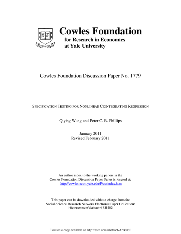 Pdf Specification Testing For Nonlinear Cointegrating Regression