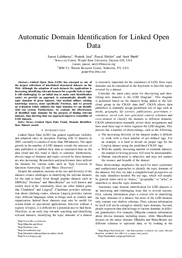 (PDF) Automatic Domain Identification for Linked Open Data