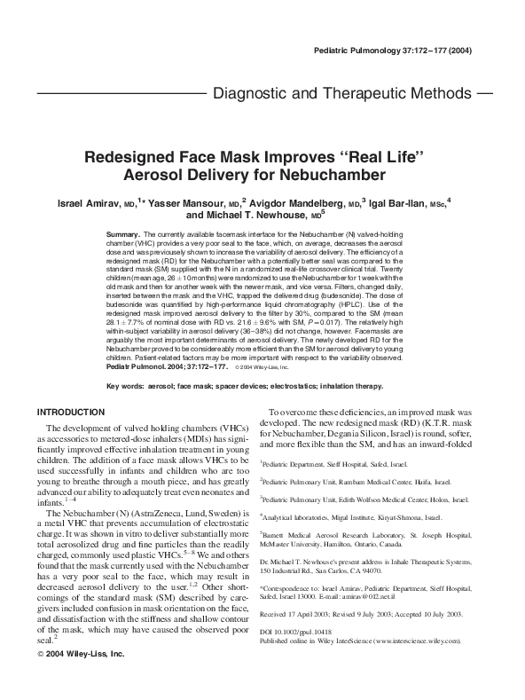 (PDF) Redesigned face mask improves ?real life? aerosol delivery for ...