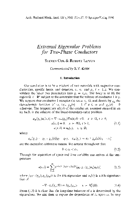 (PDF) Extremal eigenvalue problems for two-phase conductors