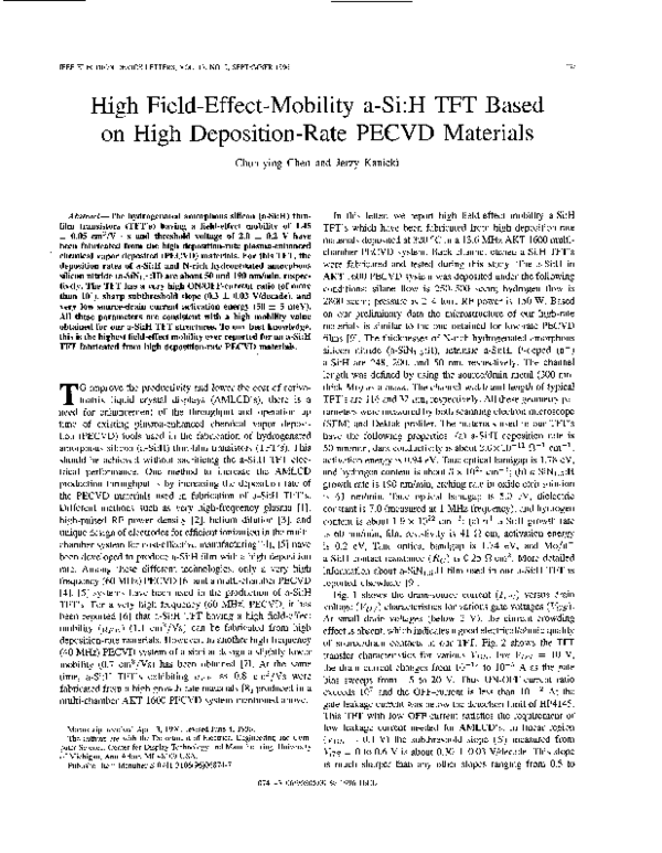 (PDF) High field-effect-mobility a-Si:H TFT based on high deposition ...
