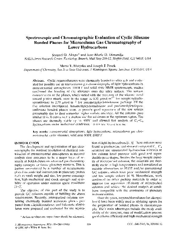 (PDF) Spectroscopic and chromatographic evaluation of cyclic siloxane ...
