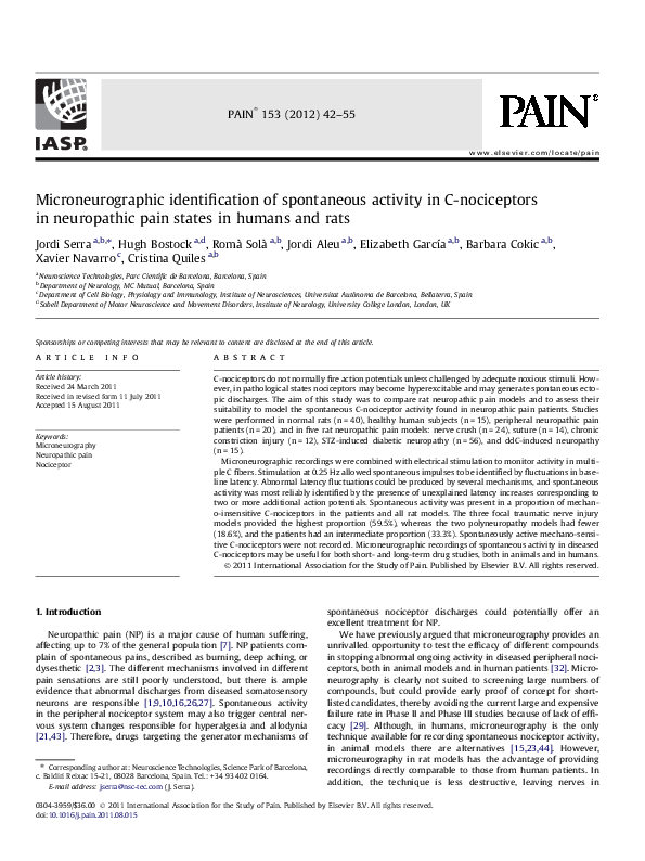 (PDF) Microneurographic identification of spontaneous activity in C ...