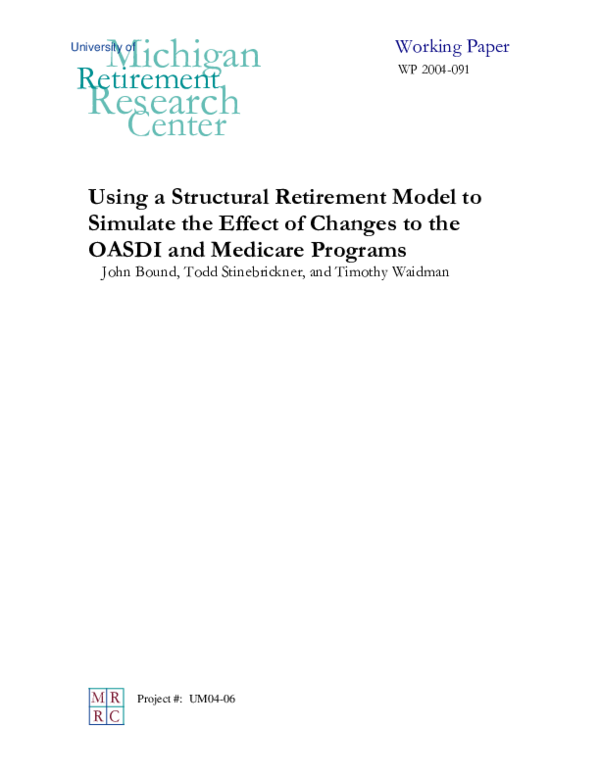 (PDF) Using a Structural Retirement Model to Simulate the Effect of ...