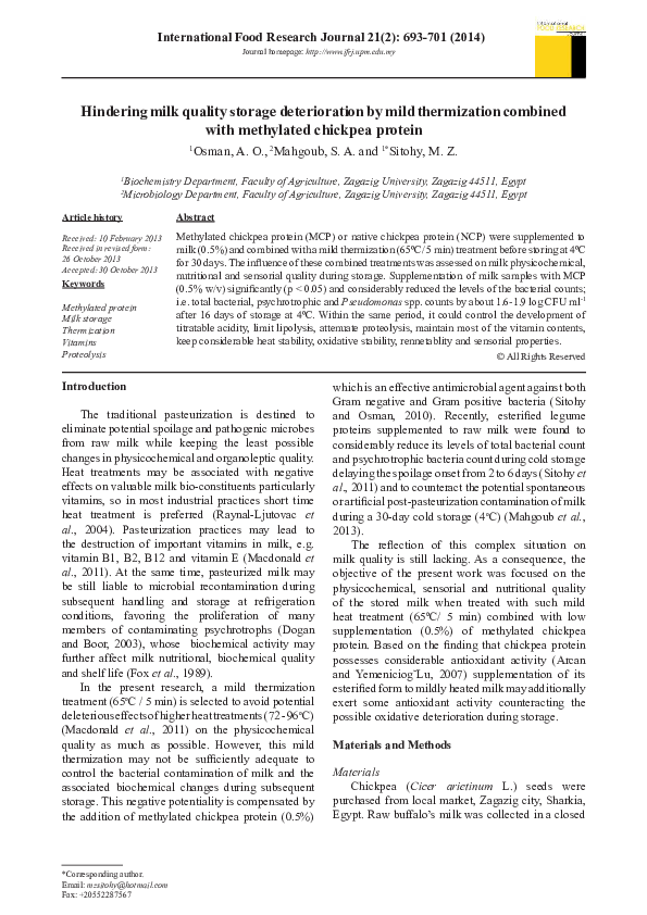 (PDF) Hindering milk quality storage deterioration by mild thermization ...