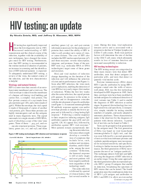 (PDF) HIV testing: an update