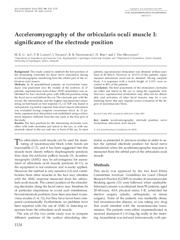 (PDF) Acceleromyography of the orbicularis oculi muscle I: significance ...