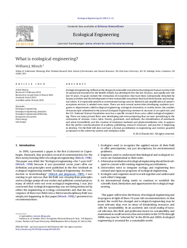 (PDF) What is ecological engineering?