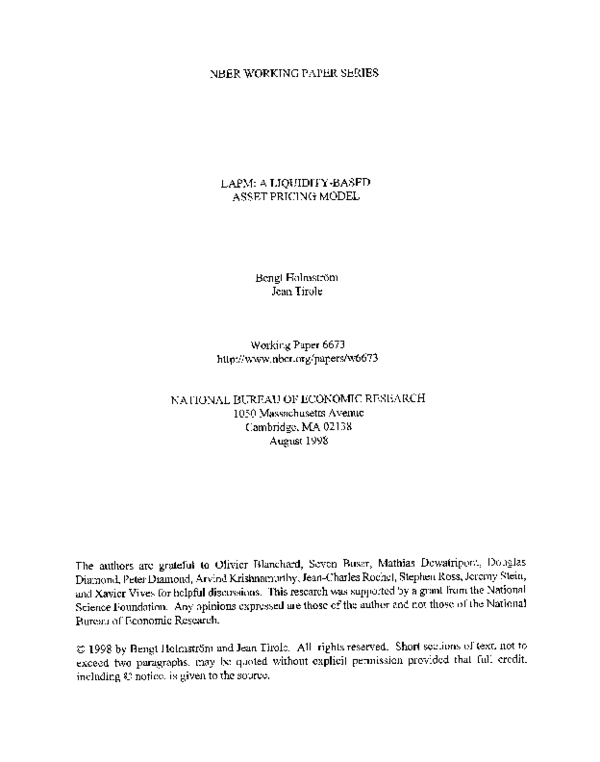 (PDF) LAPM: A Liquidity-Based Asset Pricing Model