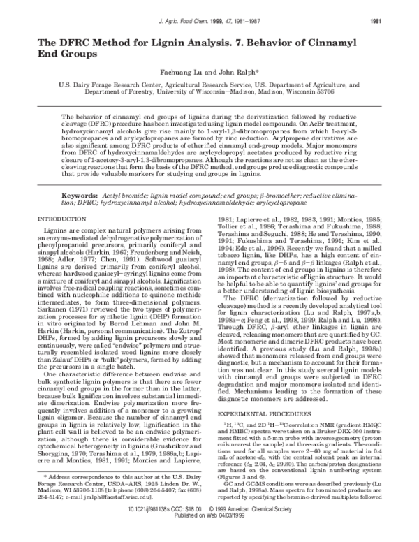 (PDF) The DFRC Method for Lignin Analysis. 7. Behavior of Cinnamyl End ...