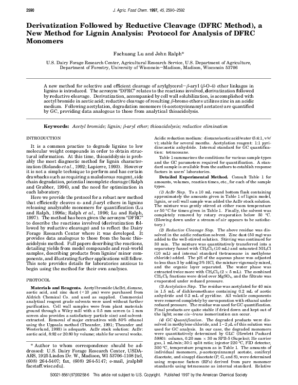 (PDF) Derivatization Followed by Reductive Cleavage (DFRC Method), a ...