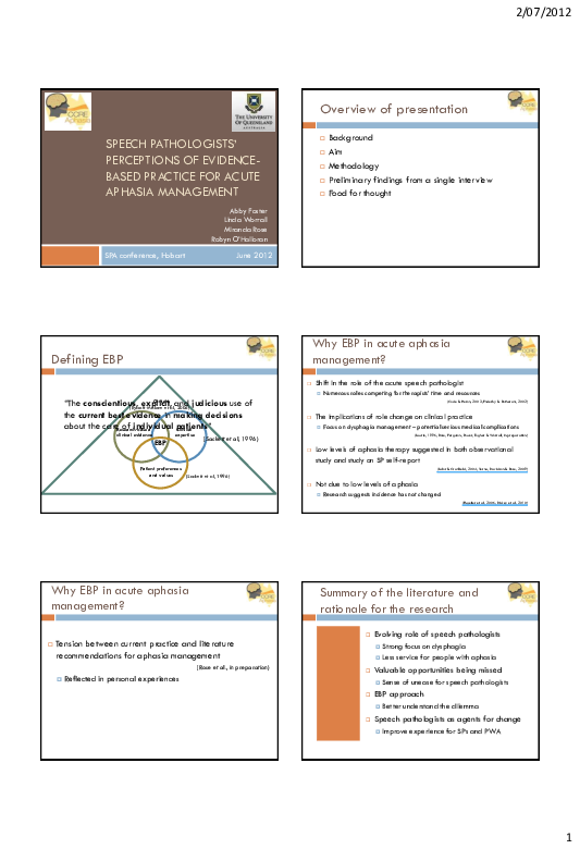(PDF) Speech pathologists’ perceptions of evidence-based practice for ...