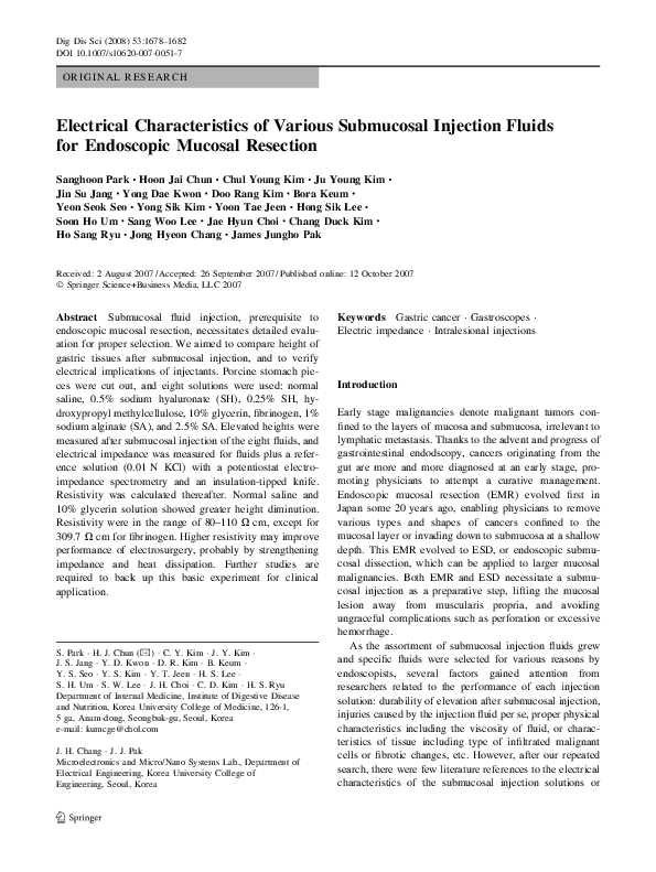 (PDF) Electrical Characteristics of Various Submucosal Injection Fluids ...